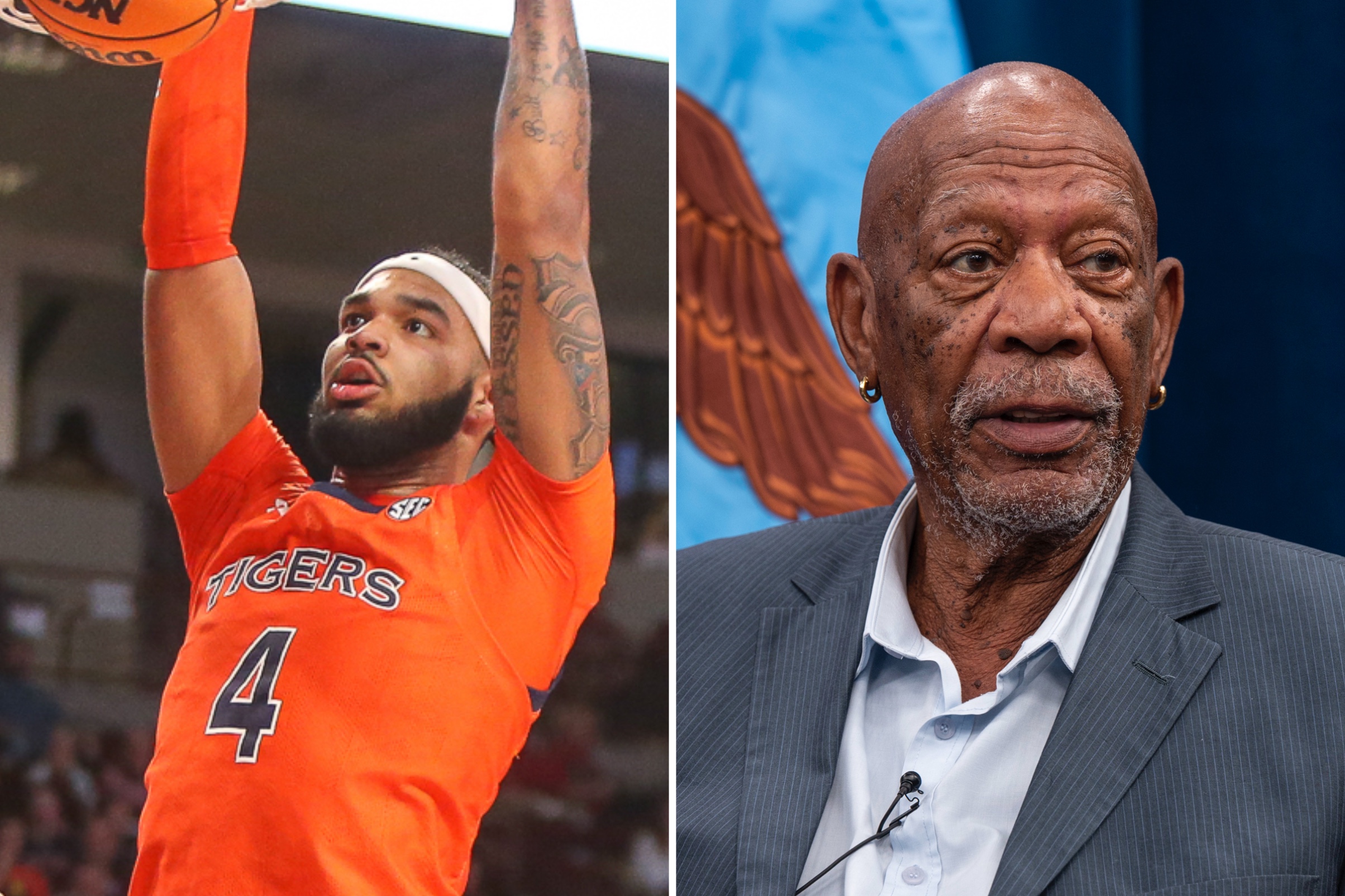 Auburn Basketball Player Pushes Morgan Freeman's Hand Away Before ...